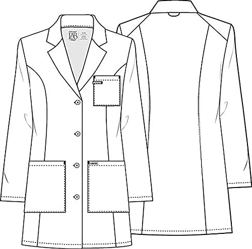 Cherokee White Lab Coat for Women with Notched Lapels with Button Closure and 3 Pockets CK452, M, White