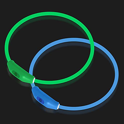 Novkin 2-Pack LED Dog Collar, Light Up Dog Collars,Rechargeable Dog Lights for Night Walking,Universal, Reusable Safety Necklace for Small Medium Large Dogs