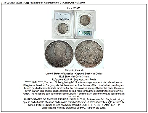 1824 1824 UNITED STATES Capped Liberty Bust Half Dolla Denomination_in_description AU 50 PCGS