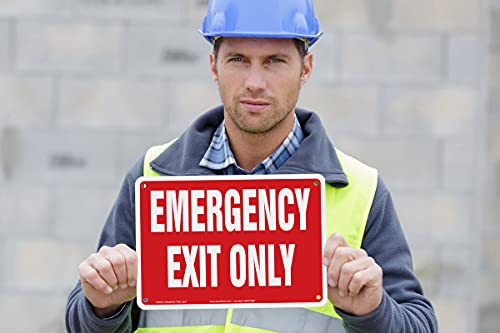 Accuform "Emergency EXIT ONLY" Plastic Safety Sign, 7" x 10", White on Red, MEXT586VP
