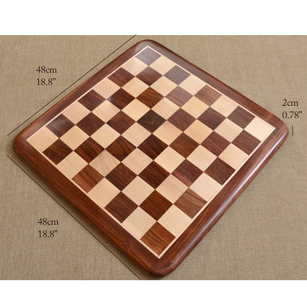 19x19in Classic Chess Board Boxwood and Dalbergiawood Chess Board 2cm Thick Chessboard for Adults Kids Gift,Board Only