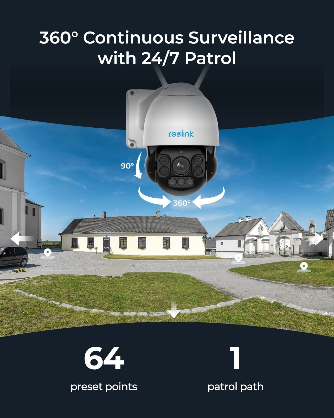 REOLINK RLC-523WA - PTZ Cameras Outdoor for Home Security, 5MP Wired WiFi Security Camera, 1920p, Auto Tracking, 5X Optical Zoom, AI Motion Detection, 2.4/5Ghz WiFi, Spotlights Color Night Vision