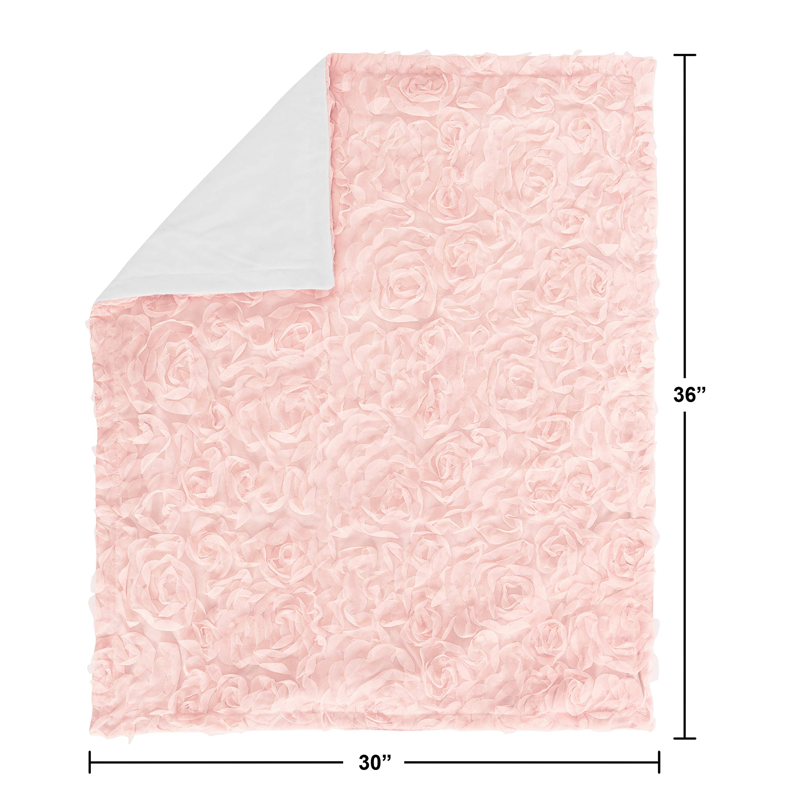 Sweet Jojo Designs Pink Floral Rose Baby Girl Blanket Receiving Security Swaddle for Newborn or Toddler Nursery Car Seat Stroller Soft Minky - Solid Light Blush Flower Elegant Boho Shabby Chic Luxury