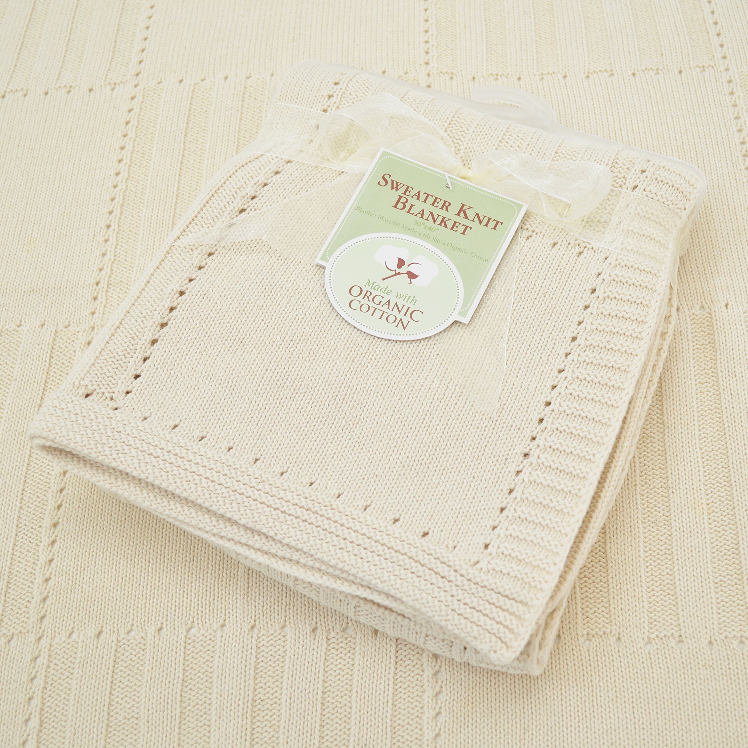 American Baby Company Sweater Knit Swaddle Blanket Made with Organic Cotton, Natural Color