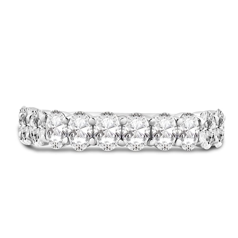 14k White Gold Oval Shape Lab Grown Diamond Half Eternity Band Ring (1 1/10cttw, Color E, Clarity VVS) Size 6