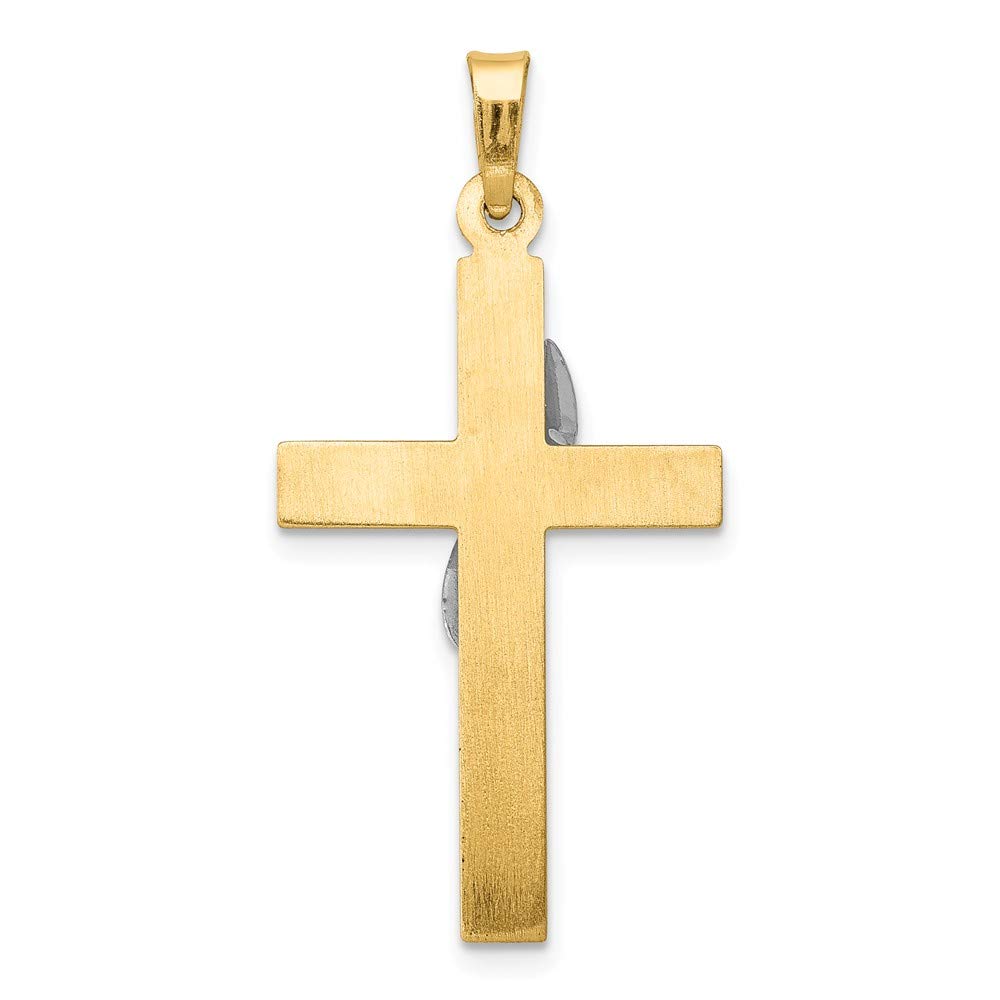 14k Yellow and White Gold Two Tone Cross Charm Pendant - 33mm x 16mm