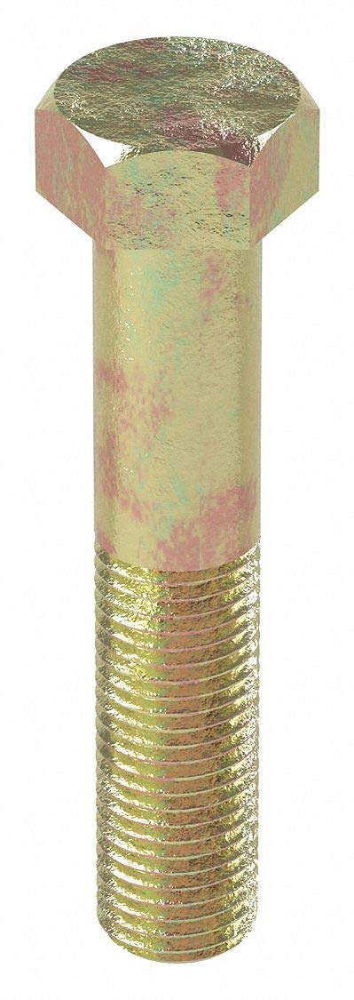 7/16"-20 x 2-1/4" Grade 8 Zinc Yellow UNF (Fine) Hex Head Cap Screws, 10 pk.
