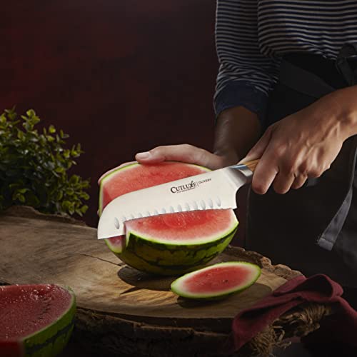 CUTLUXE Santoku Knife β 7" Chopping Knife β Olive Wood Handle β Full Tang β Olivery Series