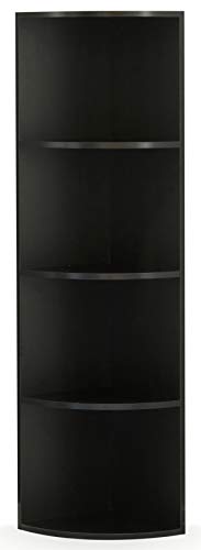 Basicwise Wall Corner 4 Tier Shelves Bookcase, Black (QI003553.BK)