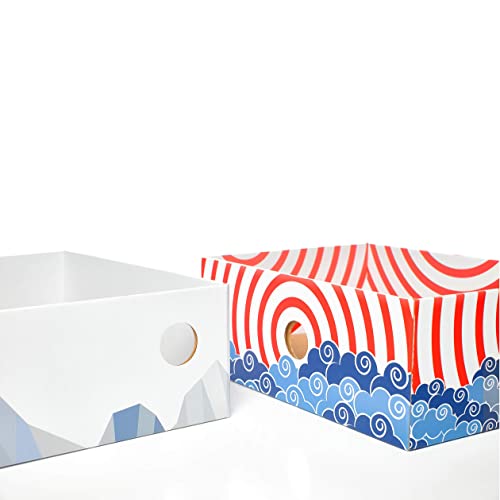Conlun Cat Scratcher Box with Cat Scratching Pad Portable 3-Layer Corrugated Cardboard Lounger Heavy-Duty Double-Sided Cardboard Cat Scratcher and Interactive Hole Design White (Medium)