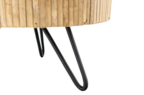 Creative Co-Op 9.75" R Decorative Woven Rattan Metal Clothespin Feet Pedestal, 9.75" x 5.5", Beige
