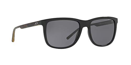 A|X ARMANI EXCHANGE Men's AX4070S Square Sunglasses, Black/Grey Polarized, 57 mm