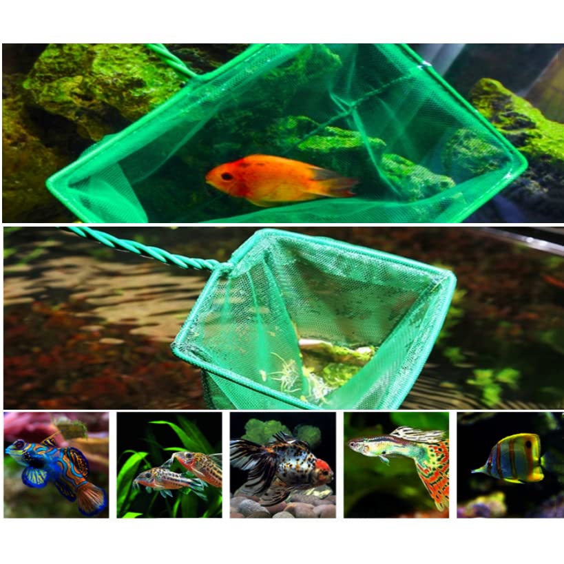 4PCS Fish Tank Aquarium Cleaning Tools Kit Aquarium Fish Nets Aquarium Fish Skimmer Net and Double-Sided Fish Tank Sponge Cleaning Brush