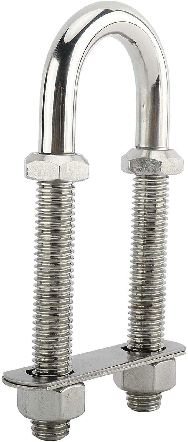 YaeMarine 2-Pack 3/8" Dia Stainless Steel Marine Boat Stern Bow Eye Tie Down U Bolt Thread Length 2-1/2", 3", 3-1/2" Option (3/8" Dia x 3-1/2" Thread Length, 5" Overall Length)