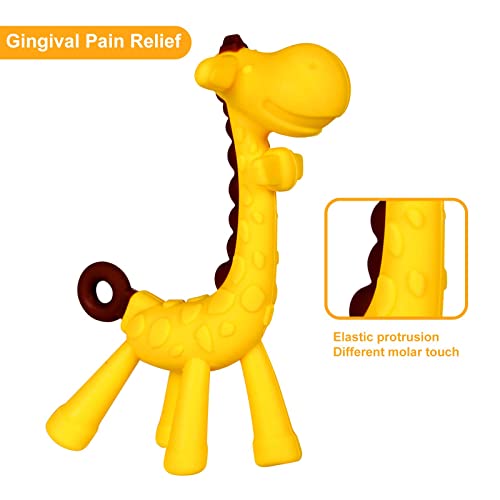Baby Teething Toys, Silicone Baby Teether Soothe Babies Gums, Banana Toothbrushes, Fruit Shape Giraffe Teething Toys with Storage Case/Bpa-Free Teether Set for Toddler