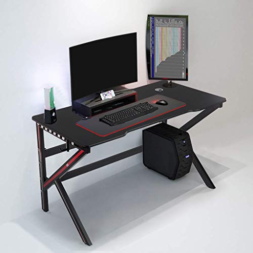 OKBOP Computer Gaming Desk, 47 Inch Small K-Shape Wood Black Home Office pc Desks, Modern Economic Cheap Student Writing Desk Table (Black)