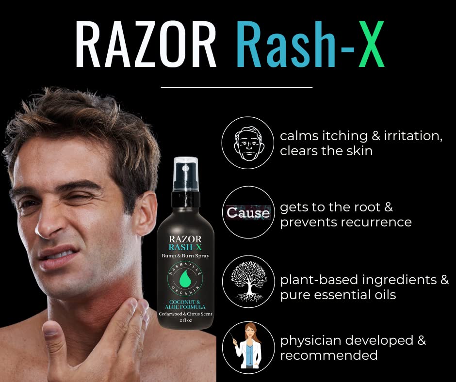 Dr. A's Razor Rash-X Skin Clearing Spray | Natural Bump & Burn Relief Serum & Ingrown Hair Eliminator | Organic Aloe Vera, Witch Hazel, Neem Oil & Tea Tree Formula | Clean Citrus Scent For Men & Women