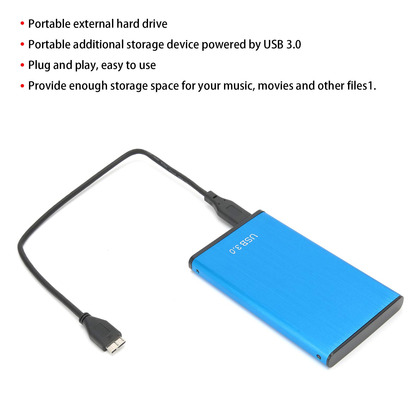 PUSOKEI Portable External Hard Drive, USB 3.0 Mobile Hard Drive, with Storage Bag, for Notebooks, All‑in‑Ones, Desktop Computers, for OS X/XP/Win7/ Win8/Win10/Linux(120G)