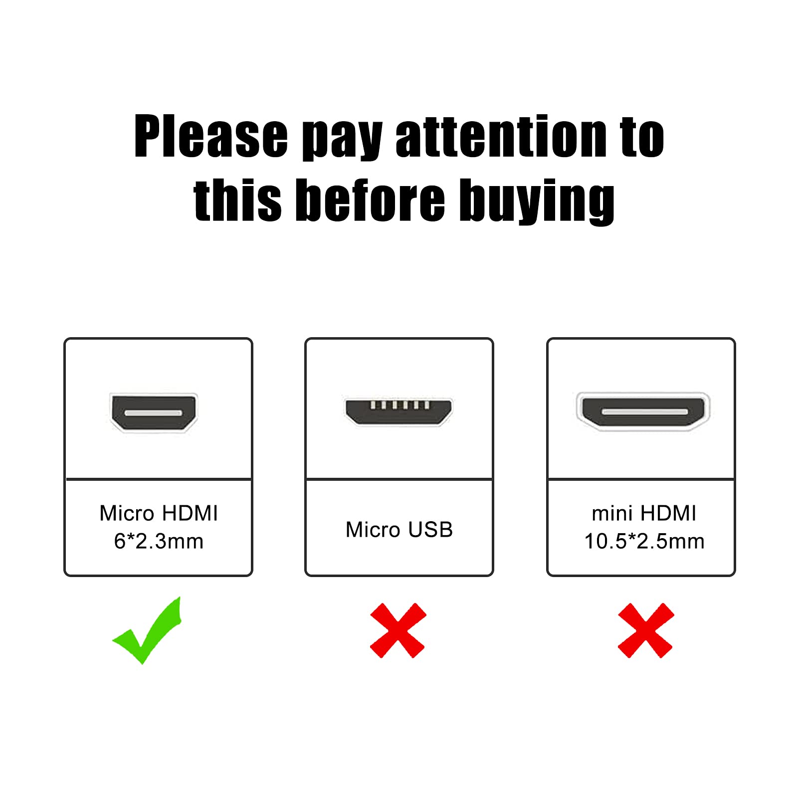 iBirdie Micro HDMI to HDMI Female Cable 0.5 Feet - High Speed 18Gbps Support 4K60 HDR ARC Compatible with GoPro Hero 7 6 5 4, Raspberry Pi 4