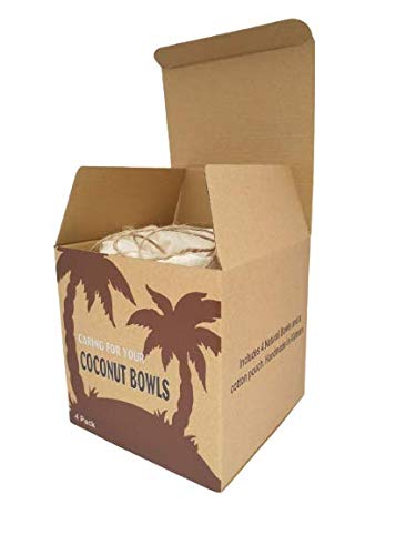 Karmic Seed Green Roots Organic Coconut Bowls-Hand Made From Coconut Shells and Polished with Organic Coconut Oil (4 bowls)