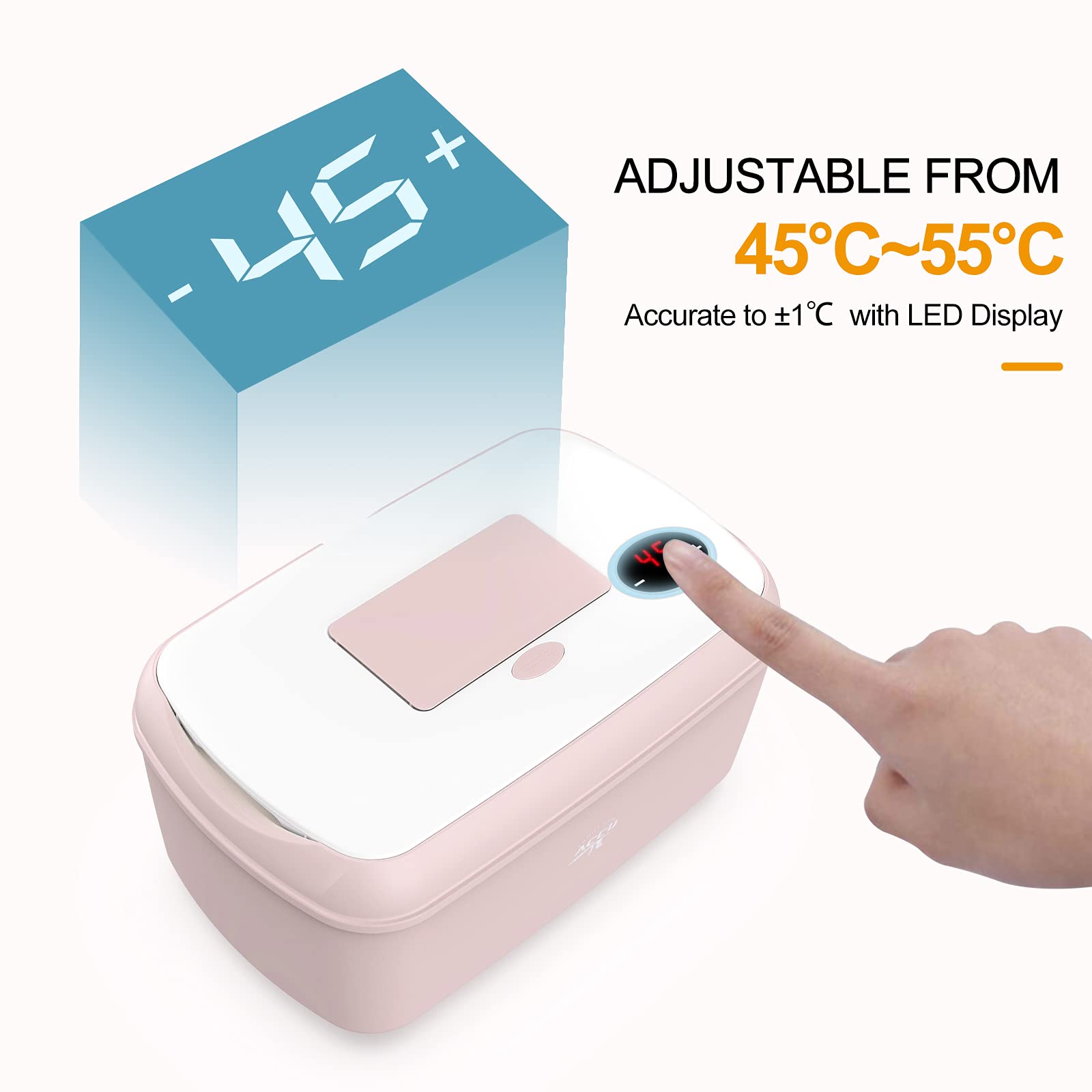 Baby Wipe Warmer : Pink Portable Wipe Dispenser with Top Heating System, LED Display for Accurate Temperature Setting, Diaper Wipe Warmer - Keeps Wipes Warm and Moist for Babies