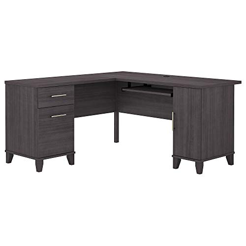 Bush Furniture Somerset 60W L Shaped Desk with Storage in Storm Gray
