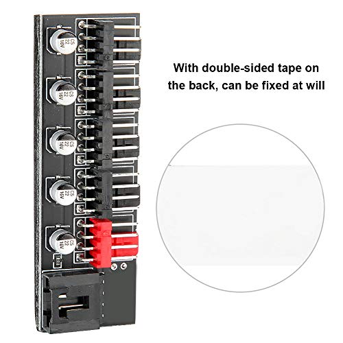 Wider Wiring Expand The 4‑pin Interface 4Pin Fan Hub, 1 to 5 Hub for CPU Motherboard Fan + Capacitor