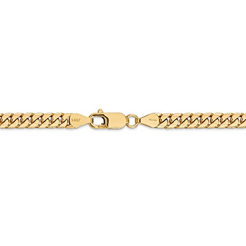 14k Yellow Gold 5mm Solid Miami Cuban Curb Chain Necklace - with Secure Lobster Lock Clasp 24"