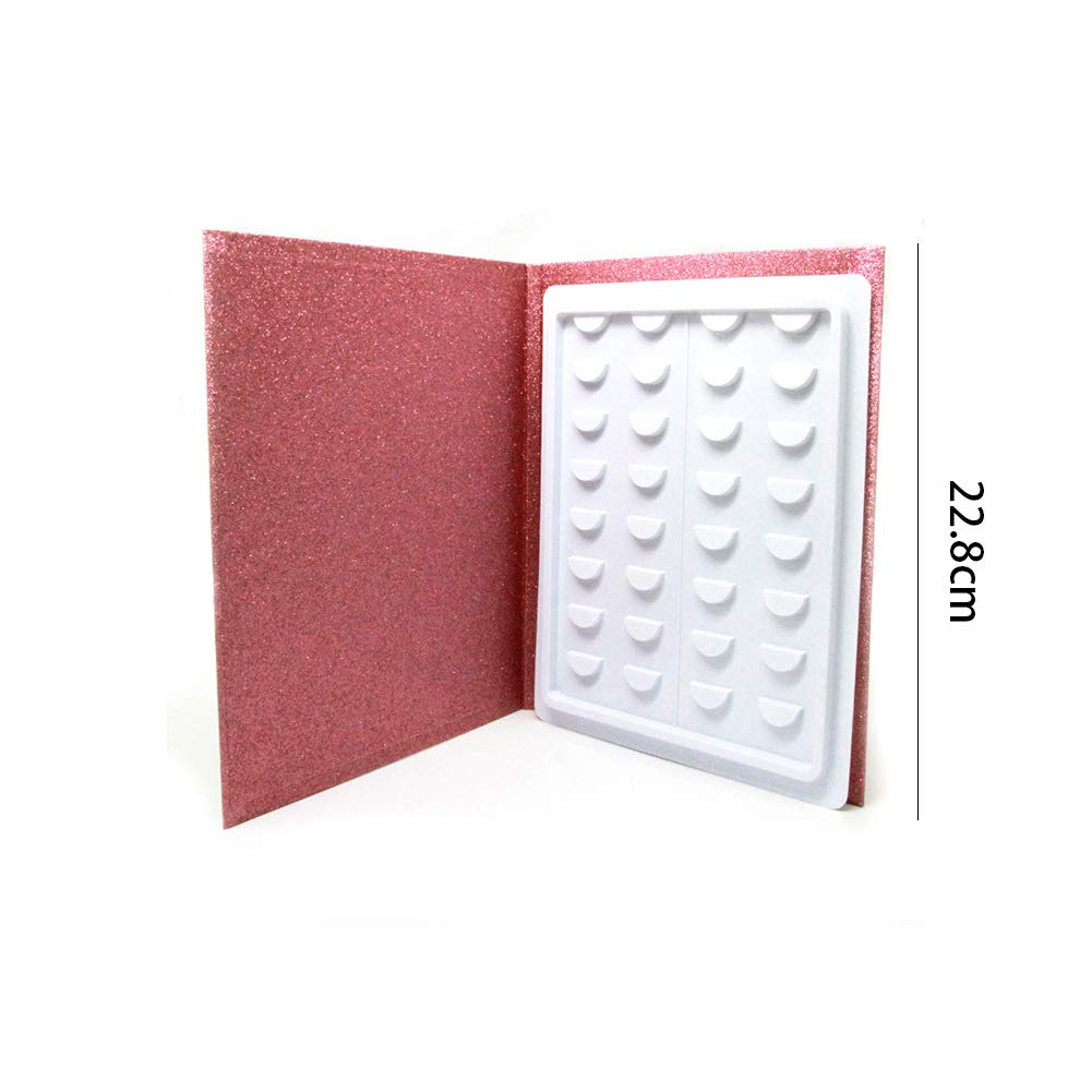 16 Pair Eyelash Storage Book,Makeup Display Sample Container,Eyelash Catalog Travel Glitter Paper rose gold