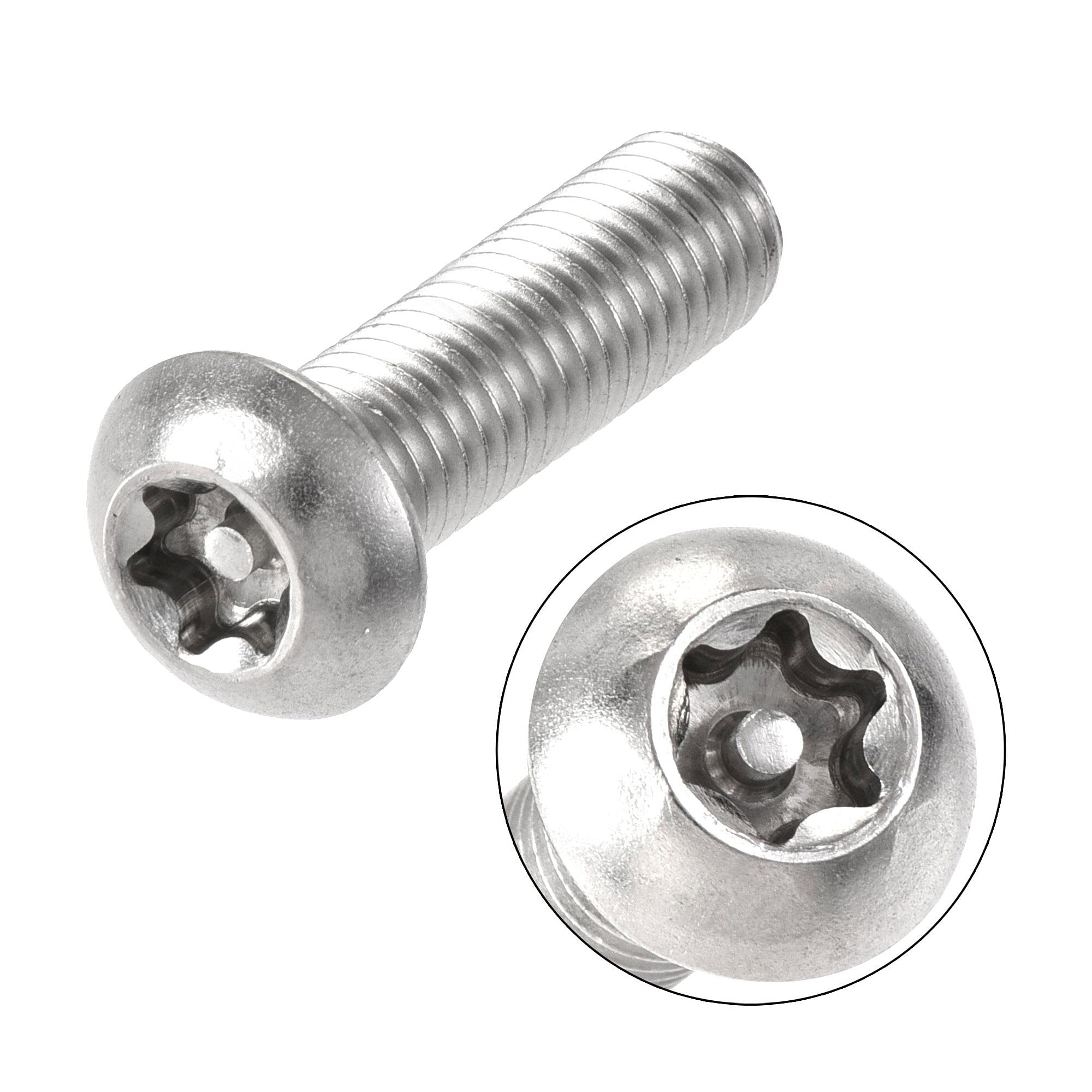 uxcell M8x25mm Torx Security Machine Screw, 20pcs Pan Head Screws Inside Column, with T40 L-Type Wrench, 304 Stainless Steel Fasteners Bolts