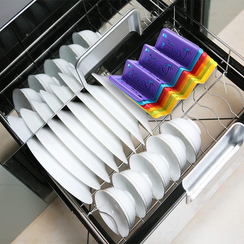 6PCS Taco Holder Stands with Unique Island Pattern, Colorful Premium Large Taco Holders Set of 6, Taco Stands for 3 Tacos, Street Taco Rack, PP Material, Dishwasher & Microwave Safe, Taco Tuesday