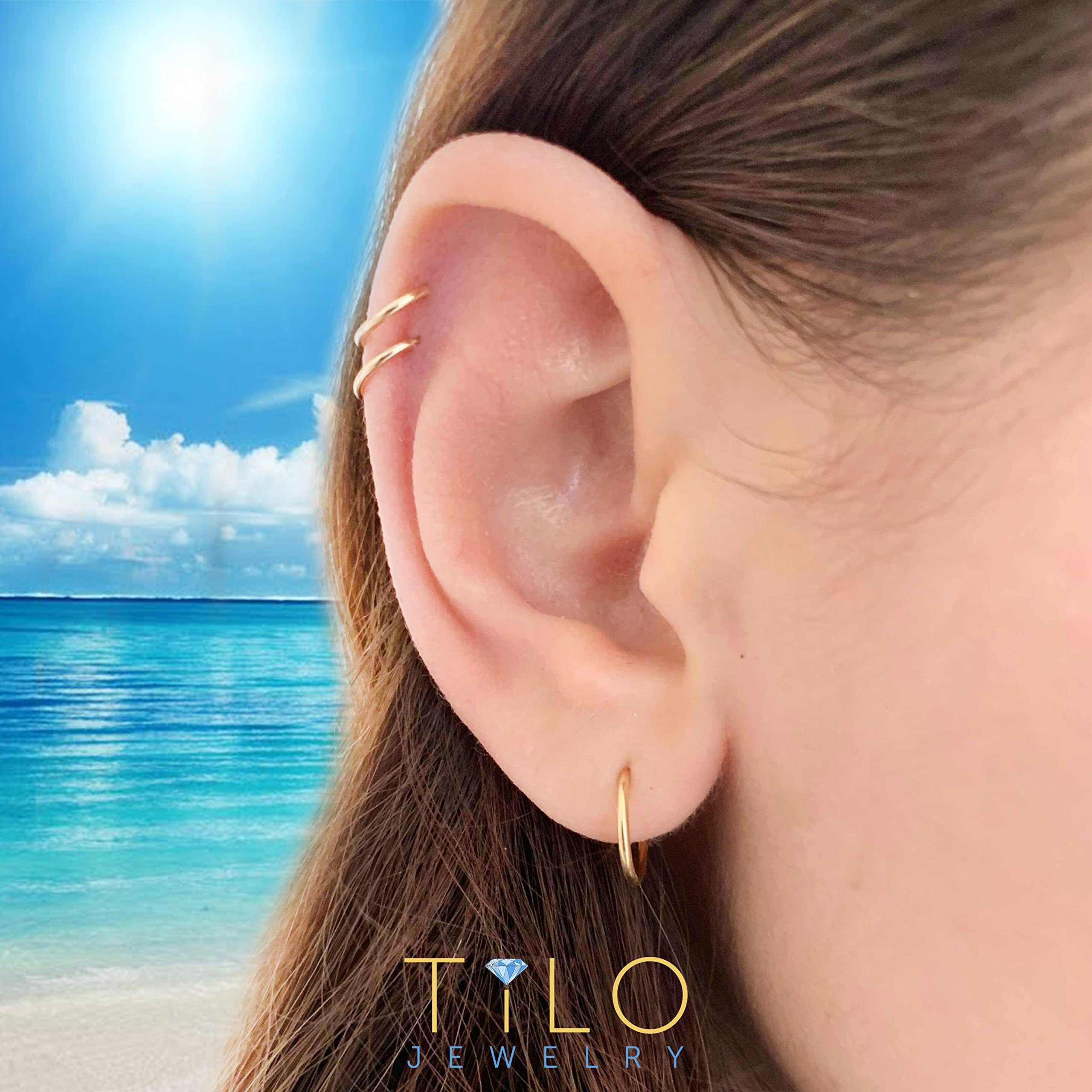 14k Yellow Gold Thin Round Hoop Earrings (12mm)