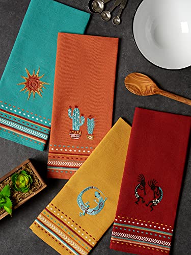 DII Tabletop Collection, Southwest Hacienda Stripe, Dishtowel Set, 18x28, Assorted, 4 Piece