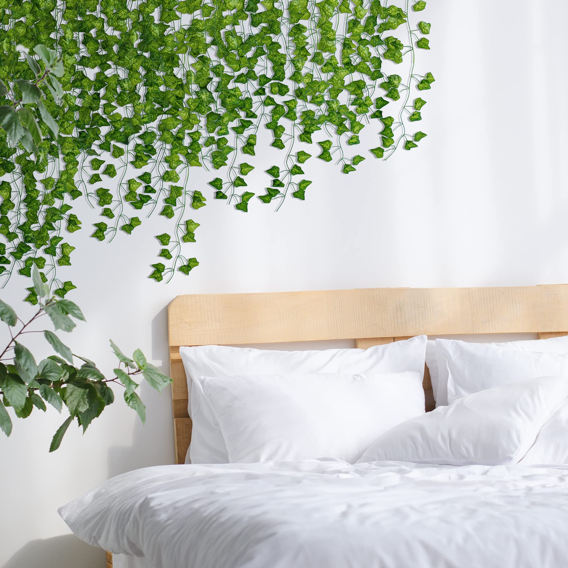 24pcs 168Ft Fake Vines Ivy Leaves Artificial Ivy Garland Greenery Hanging Plants for Wedding Garden Home Office Dorm Wall Decor