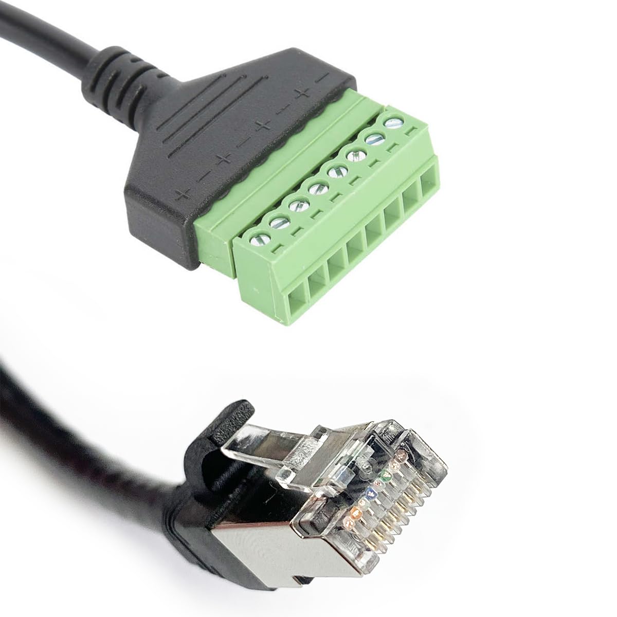 Jienk 2Pcs RJ45 Male to 8 Pins Screw Terminal Block Adapter for Cat5 Cat6 Cat7 Ethernet Extender CCTV Digital Internet,RJ45 Male Plug to 8pins Terminal Ethernet Connector