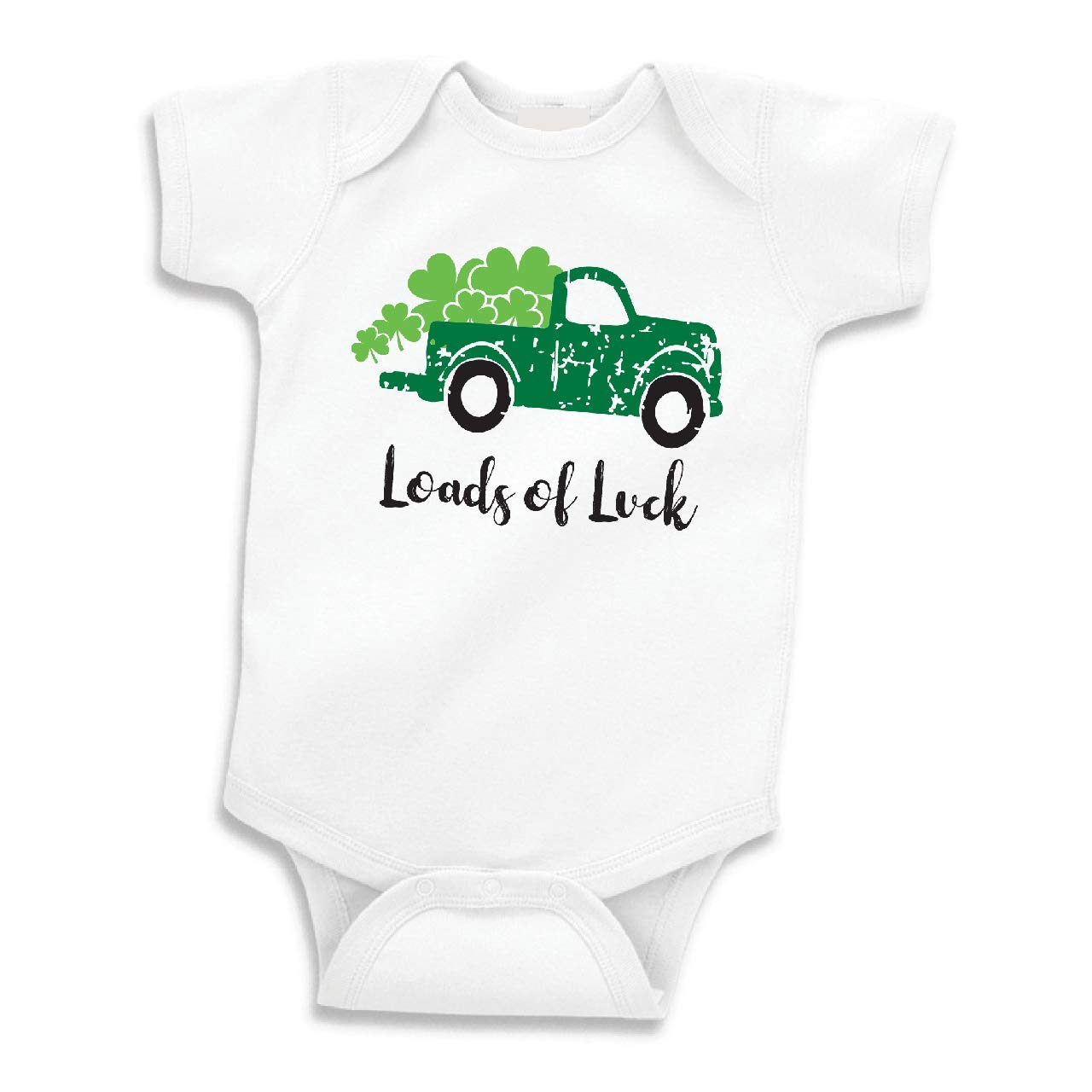 Baby Loads of Luck Vintage Truck St. Patrick's Day Bodysuit (12-18 Months, Short Sleeve)
