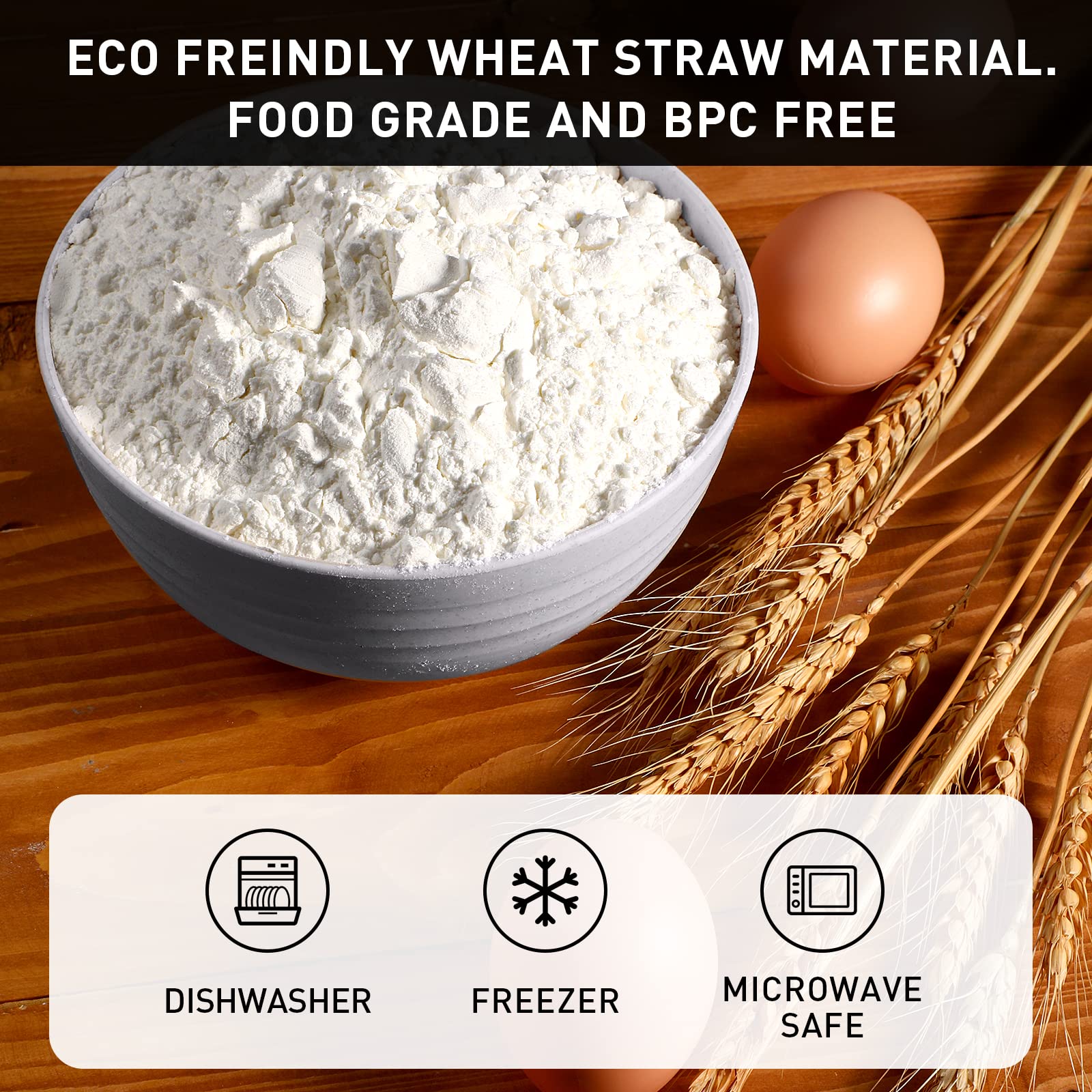 18 Pcs Unbreakable Cereal Bowls 24 Oz Microwave and Dishwasher Safe Wheat Straw Fiber Lightweight Bowl Soup Bowls Microwavable Kitchen Bowls for Serving Salad Rice Pasta Dishes Oatmeal (Gray)