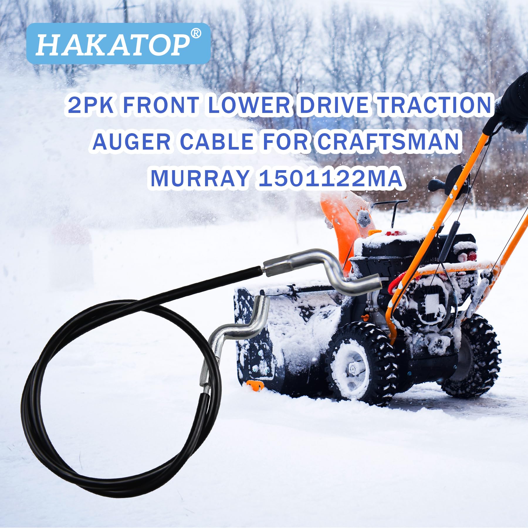 2PK Front Lower Drive Traction Auger Cable Used on Craftsman Snowblower Replaces Murray 1501122MA 313449MA