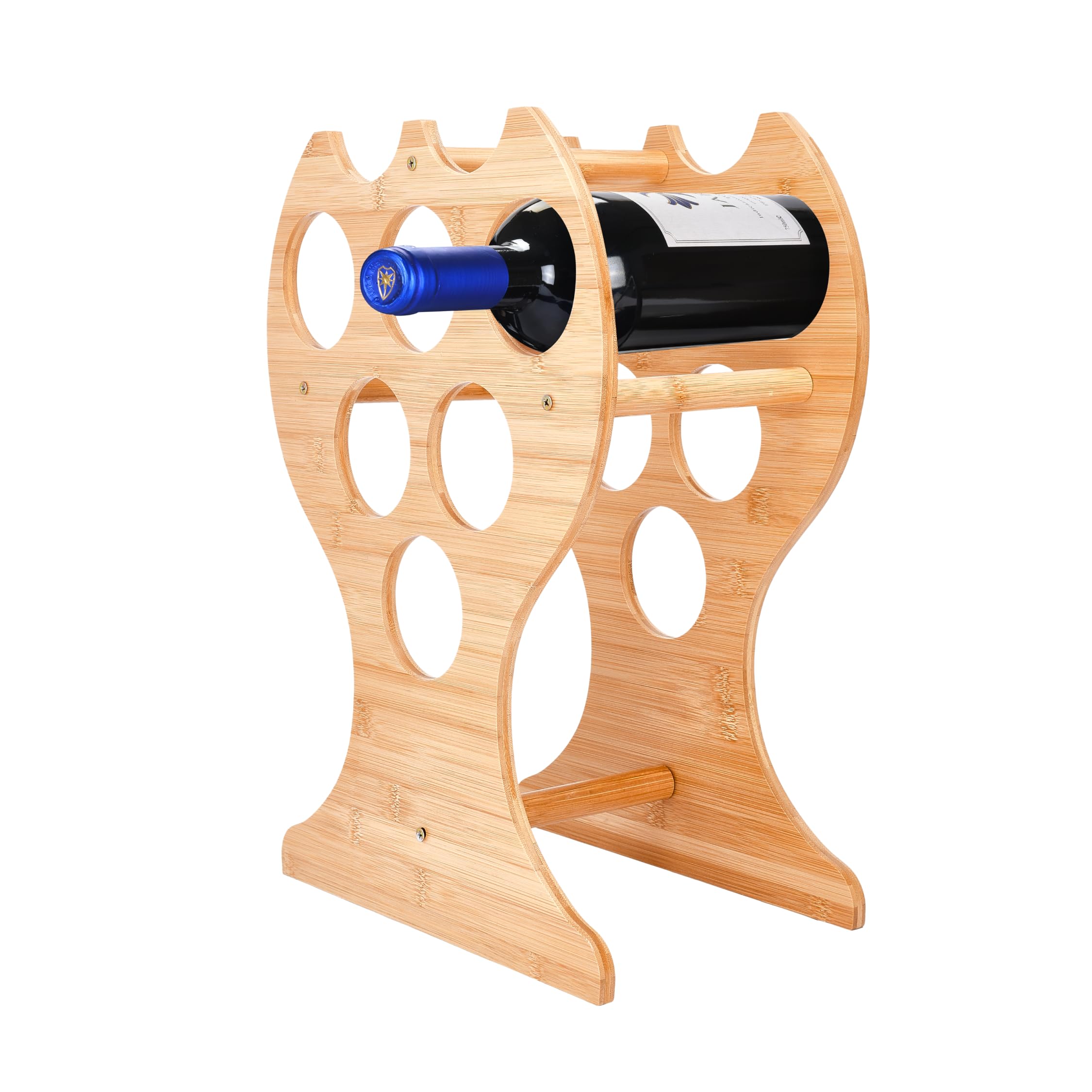 2LB Depot Bamboo Wine Racks Countertop - Stylish & Space-Saving Wooden Holder for 6 Bottles - Eco-Conscious, Easy Assembly - Wine Storage Organizer - Rustic Free-Standing Cellar Racks - 17.3"x12.6"x7"