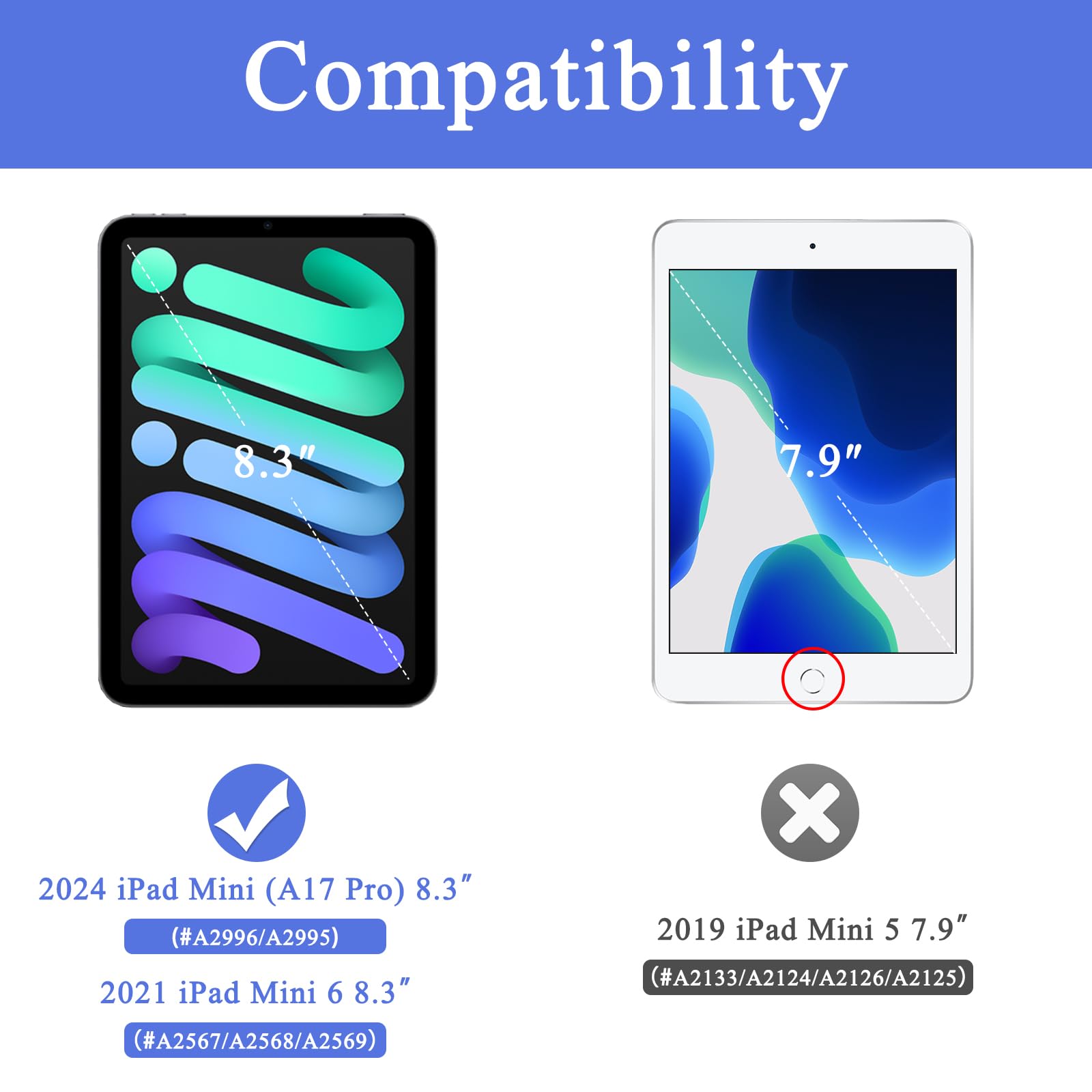 Soke for iPad Mini 7 Case A17 Pro, iPad Mini 7th/6th Generation 2024/2021- [Slim Trifold Stand + Auto Wake/Sleep], Protective Hard PC Back Cover for Apple iPad Mini 7/6 Gen 8.3 Inch - Navy