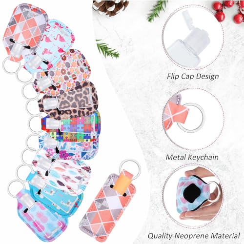 Zopeal 60 Pcs Travel Bottles Keychain Holder Set: 15 Lipstick Holders, 15 Keychain Lanyards, 15 Empty Travel Bottles(Fresh Pattern)