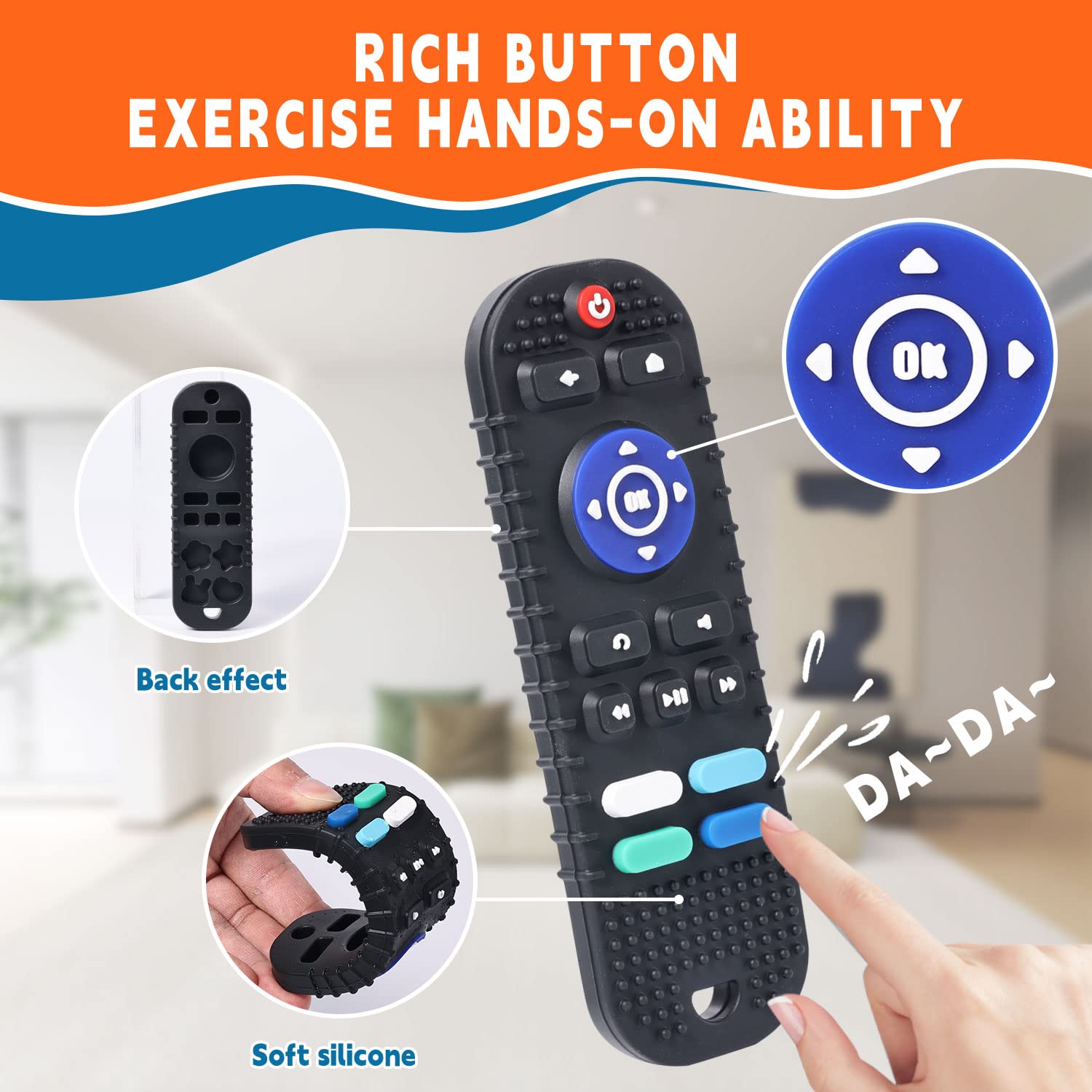 2 Pack Baby Teeething Toys, Silicone Remote Teether for Babies 6-12 Months, Teething Remote Control Toy, Baby Toys 12-18 Months, Infant Chewing Toys for Sucking Needs-Safety Tested-Dishawsher Safe