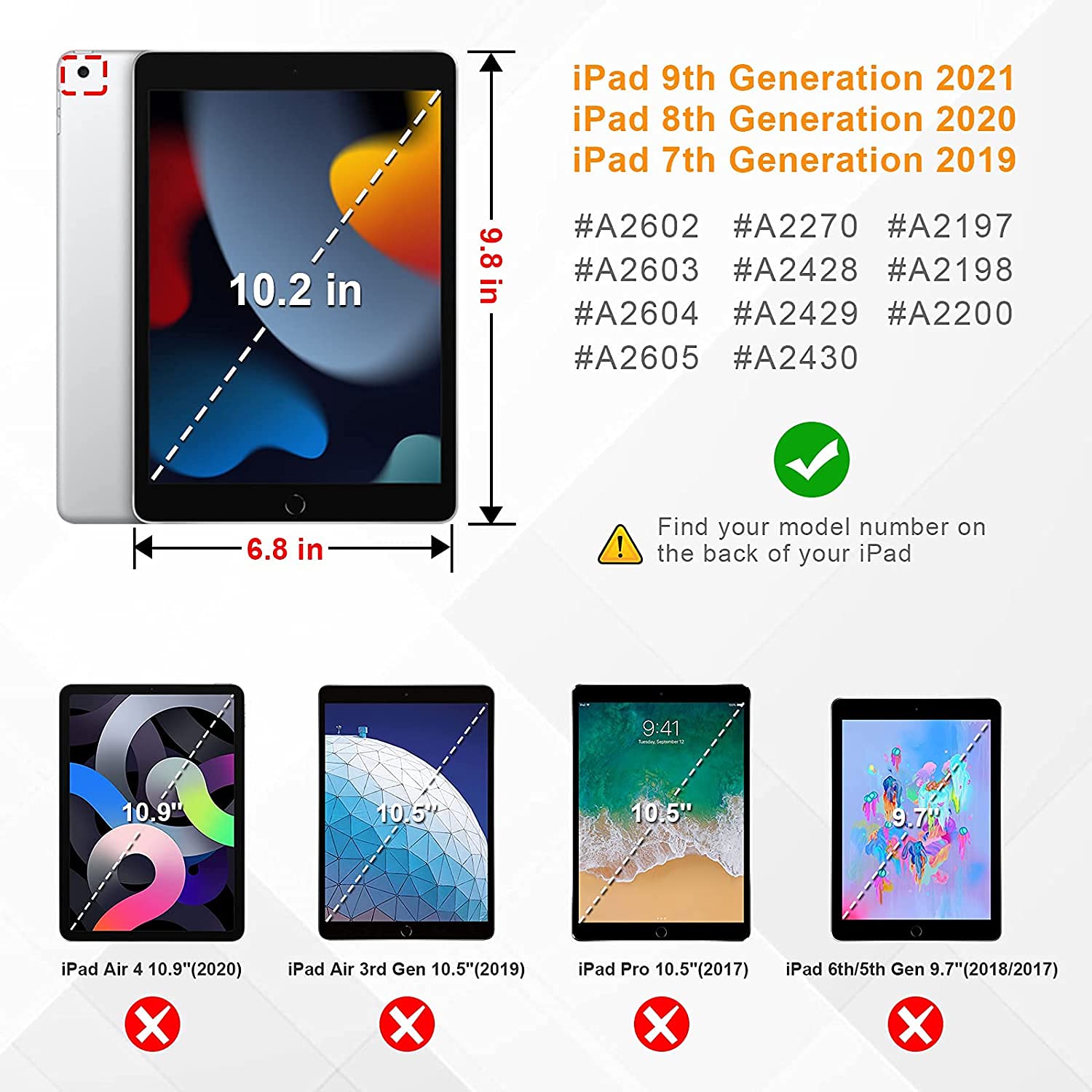 Hi Space for iPad 9th 8th 7th Generation Case for iPad 10.2 Case 2021 2020 2019 Composition Notebook with Pencil Holder, Book Trifold Protective Shockproof Cover with Auto Sleep Wake for A2270 A2428
