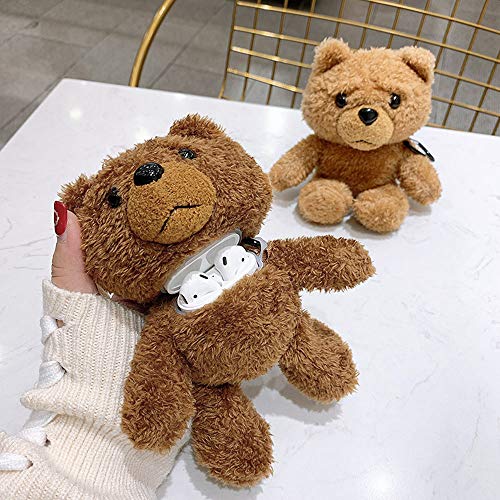 Guppy for AirPods Pro Case Girls 3D Cartoon Cute Teddy Bear Doll Plush Fluffy Warm Carrying Case Soft Protective AirPod Pro Case Cover Accessories for Airpods Pro 2019