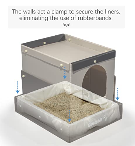 SpeedySift Hooded Cat Litter Box Starter Kit, Includes 56ct Disposable Sifting Liners, Material: Corrugated Plastic Board