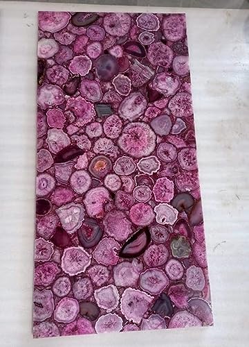 42 x 72 Inches Rectangle Shape Pink Agate Marble Reception Table Top Epoxy Art Dining Table from Indian Ancient Art and Crafts
