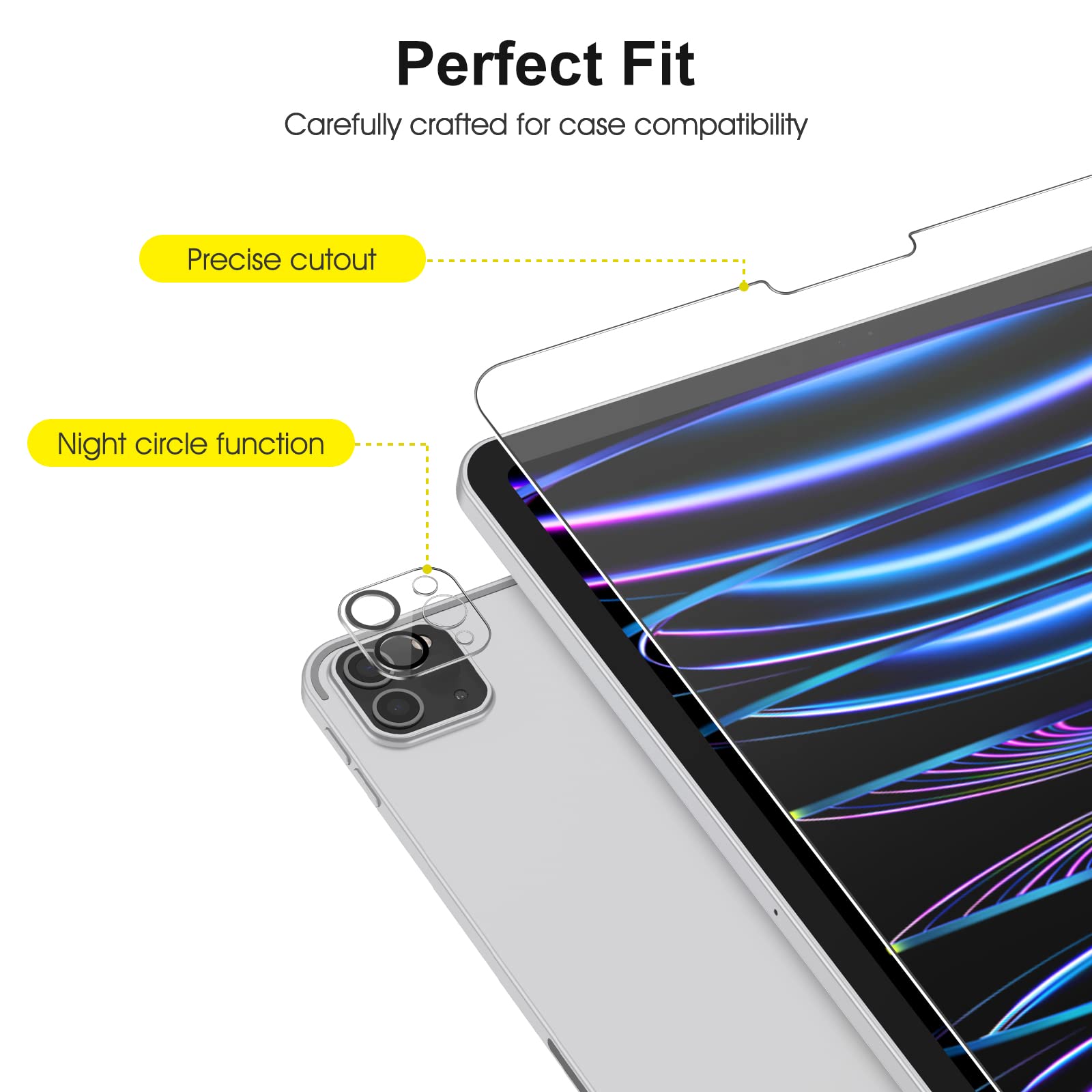 SPARIN [2+2 Pack] Screen Protector Compatible with iPad Pro 11 inch 2022/2021/2020/2018 with Camera Lens Protector, 9H Tempered Glass Compatible with Apple Pencil and Face ID