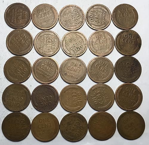 1912 P Lincoln Wheat Cent Penny Roll (25) Coins Penny Seller Good