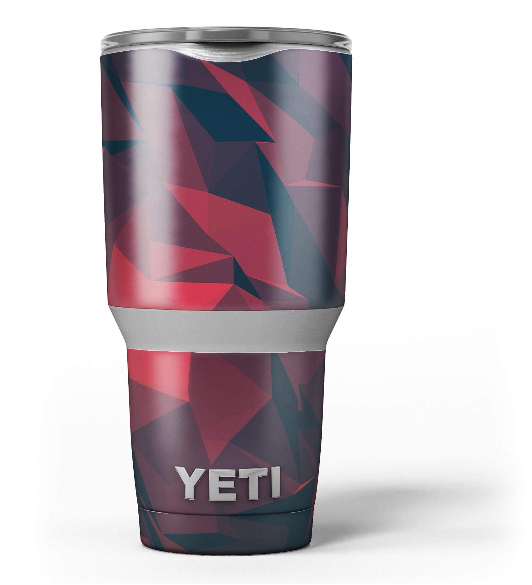 Design Skinz Dark Red Geometric V16 - Skin Decal Vinyl Wrap Kit Compatible with The Yeti Rambler Cooler Tumbler Cups