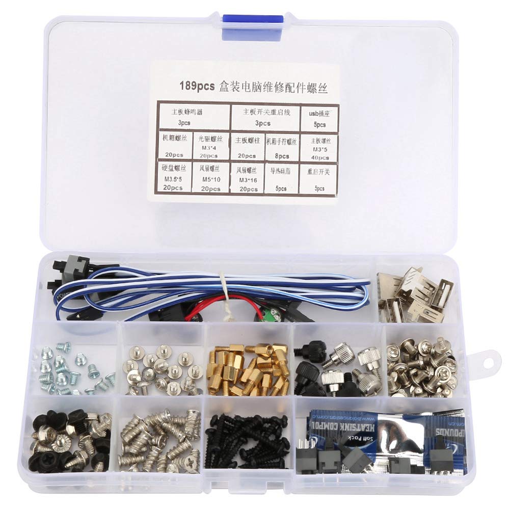 Durable 189 Hard Disk Screws, Motherboard Screws, with Storage Box Stable for Repair Maintenanc